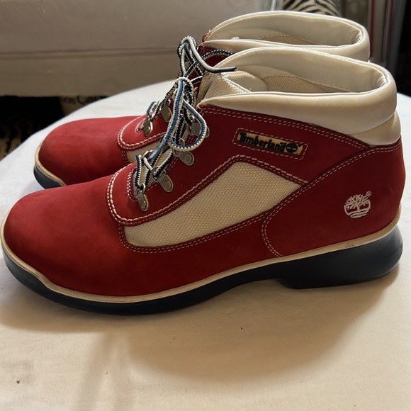 Timberland | Shoes | Preowned Timberland Red White Hiking Shoes Us 1m ...